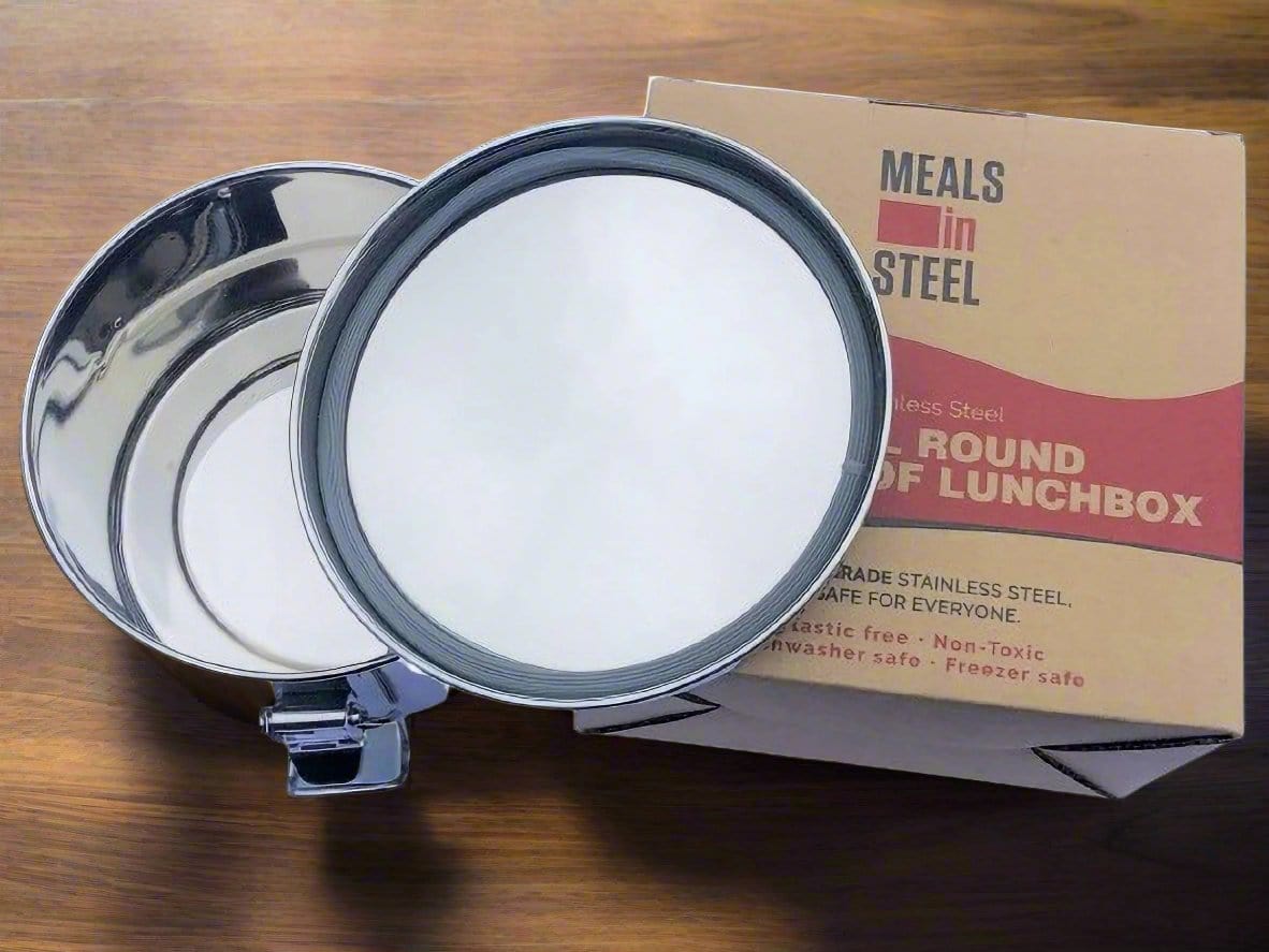 Leakproof Round Shape Lunch box | Stainless Steel | Meals In Steel